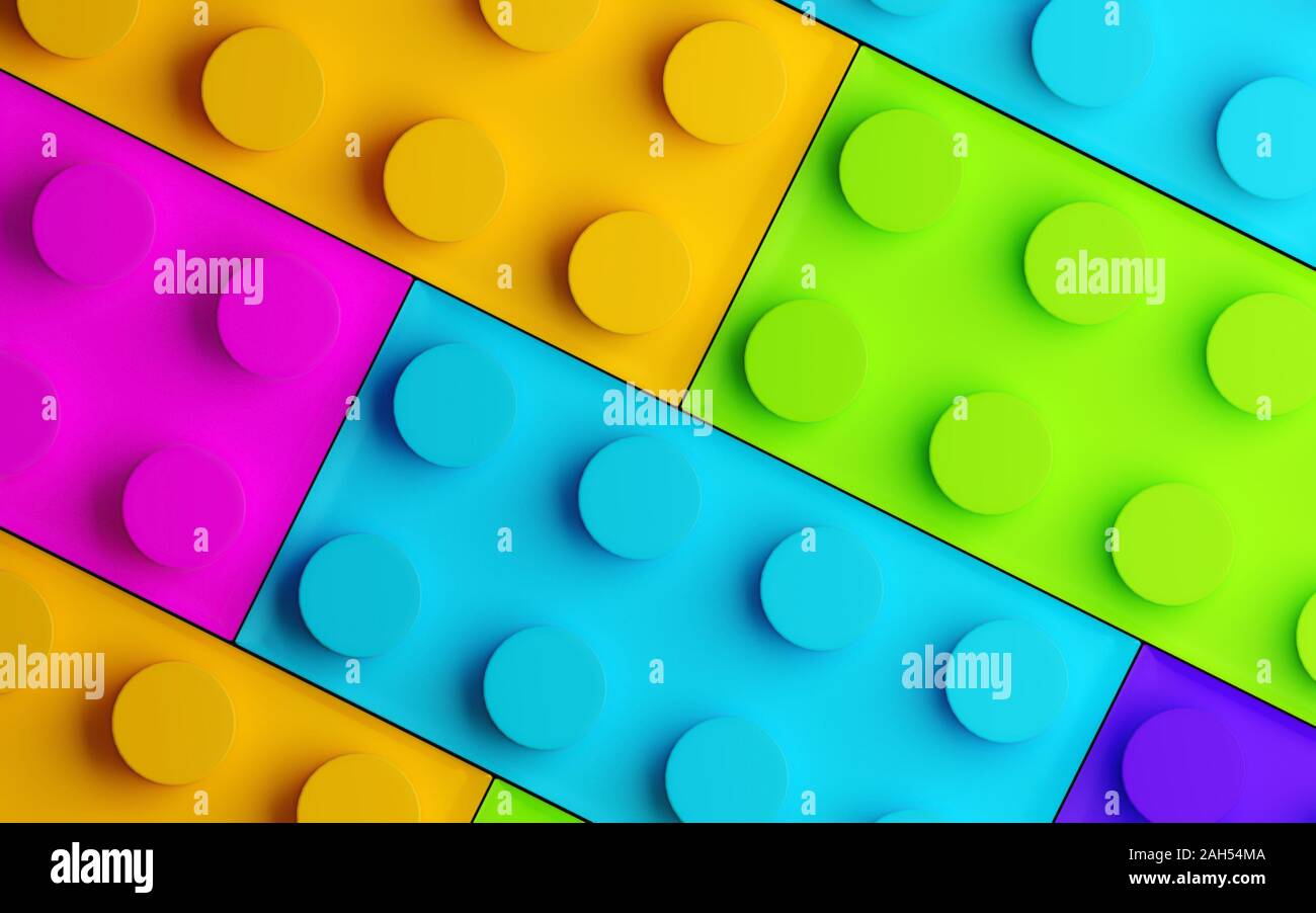 Plastic building blocks background. 3d render Stock Photo - Alamy