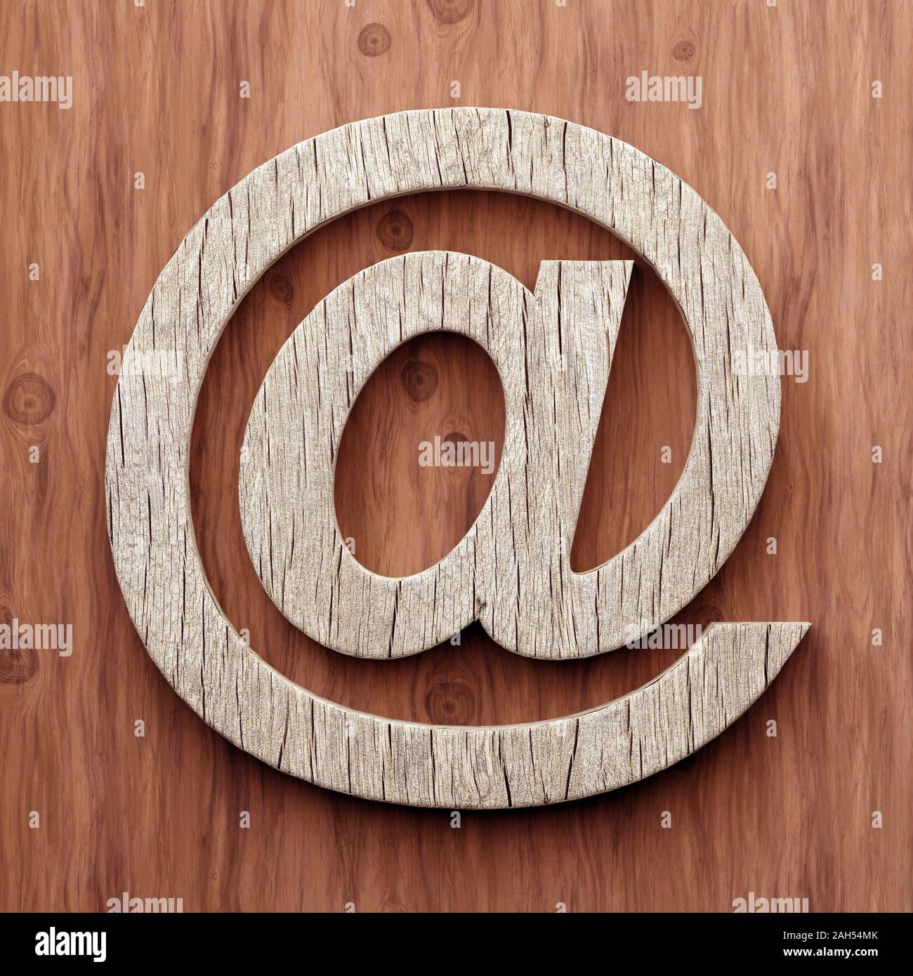 Wooden mail symbol. 3d illustration Stock Photo - Alamy