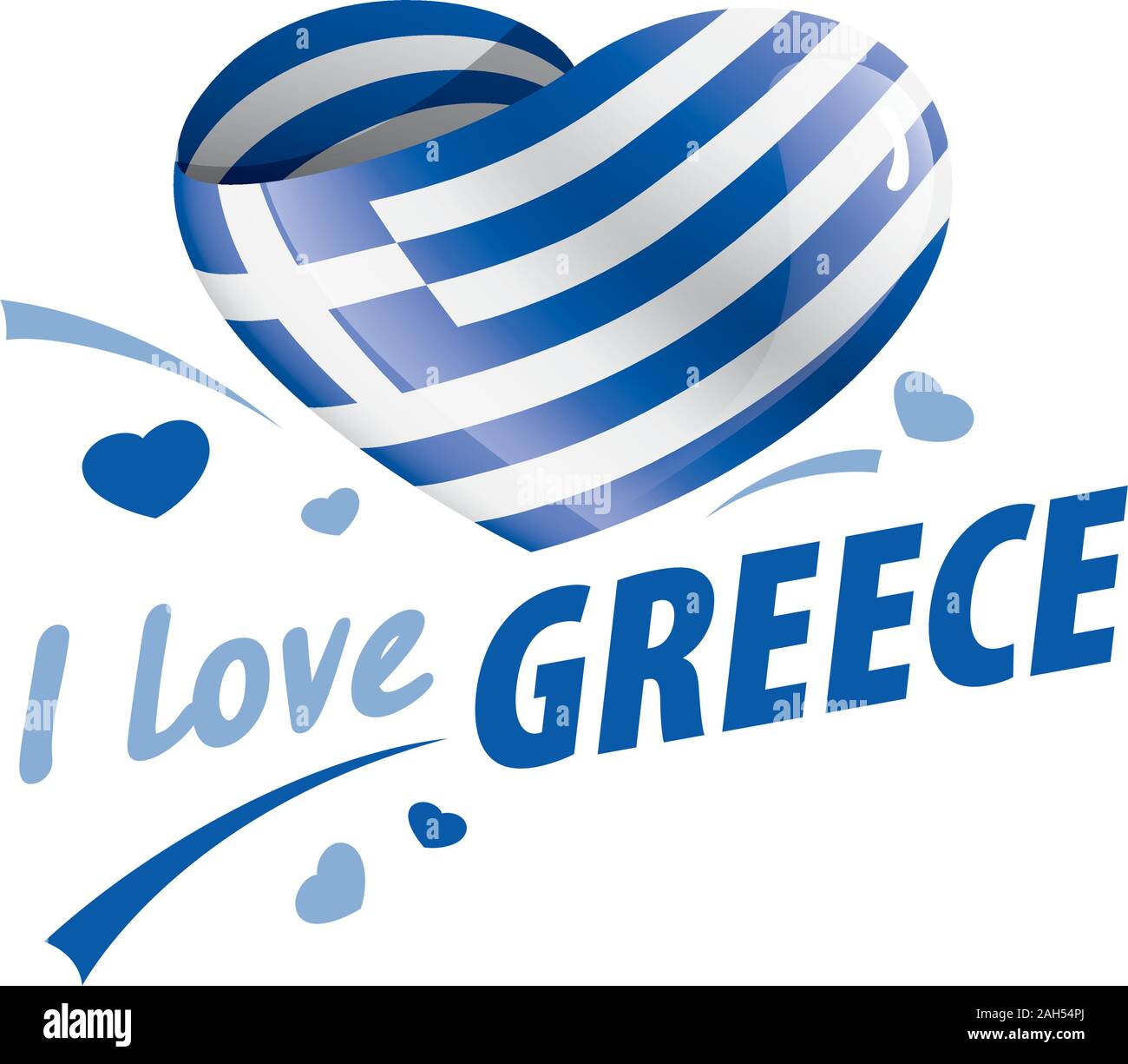 The national flag of the Greece and the inscription I love Greece ...