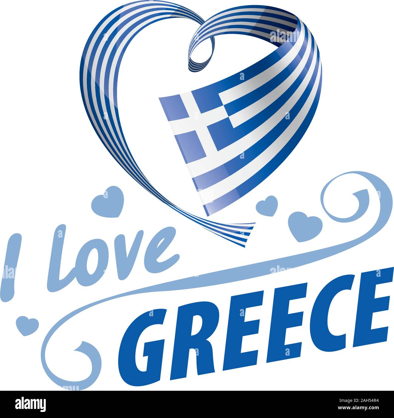 The national flag of the Greece and the inscription I love Greece ...