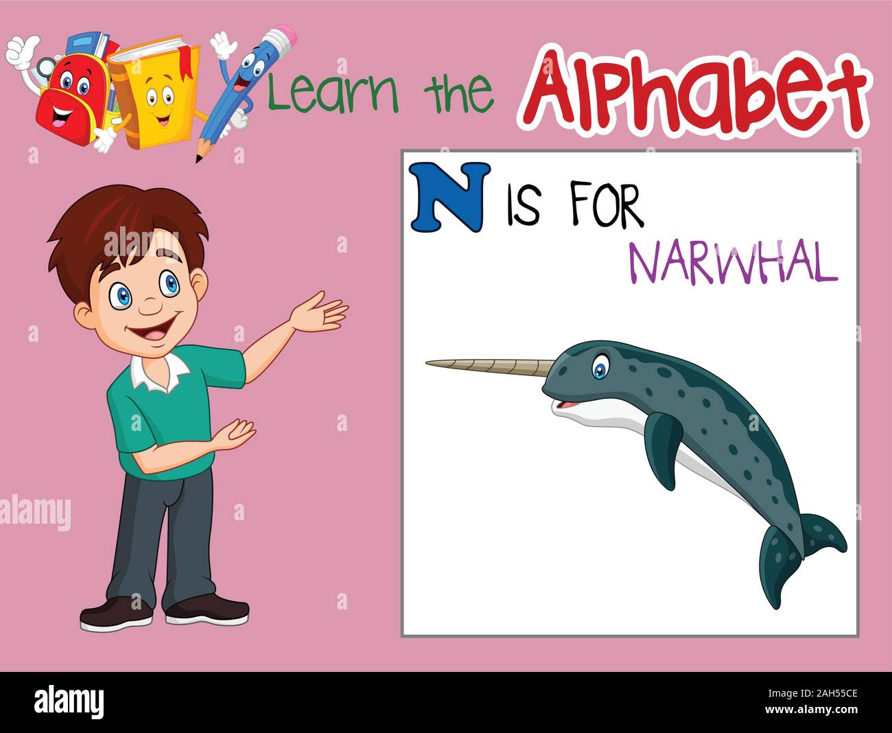 Illustration of letter N is for Narwhal Stock Vector Image & Art - Alamy