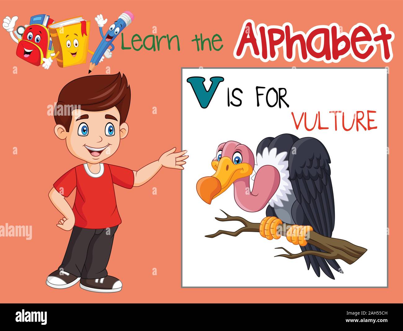 Illustration of letter V is for Vulture Stock Vector Image & Art - Alamy
