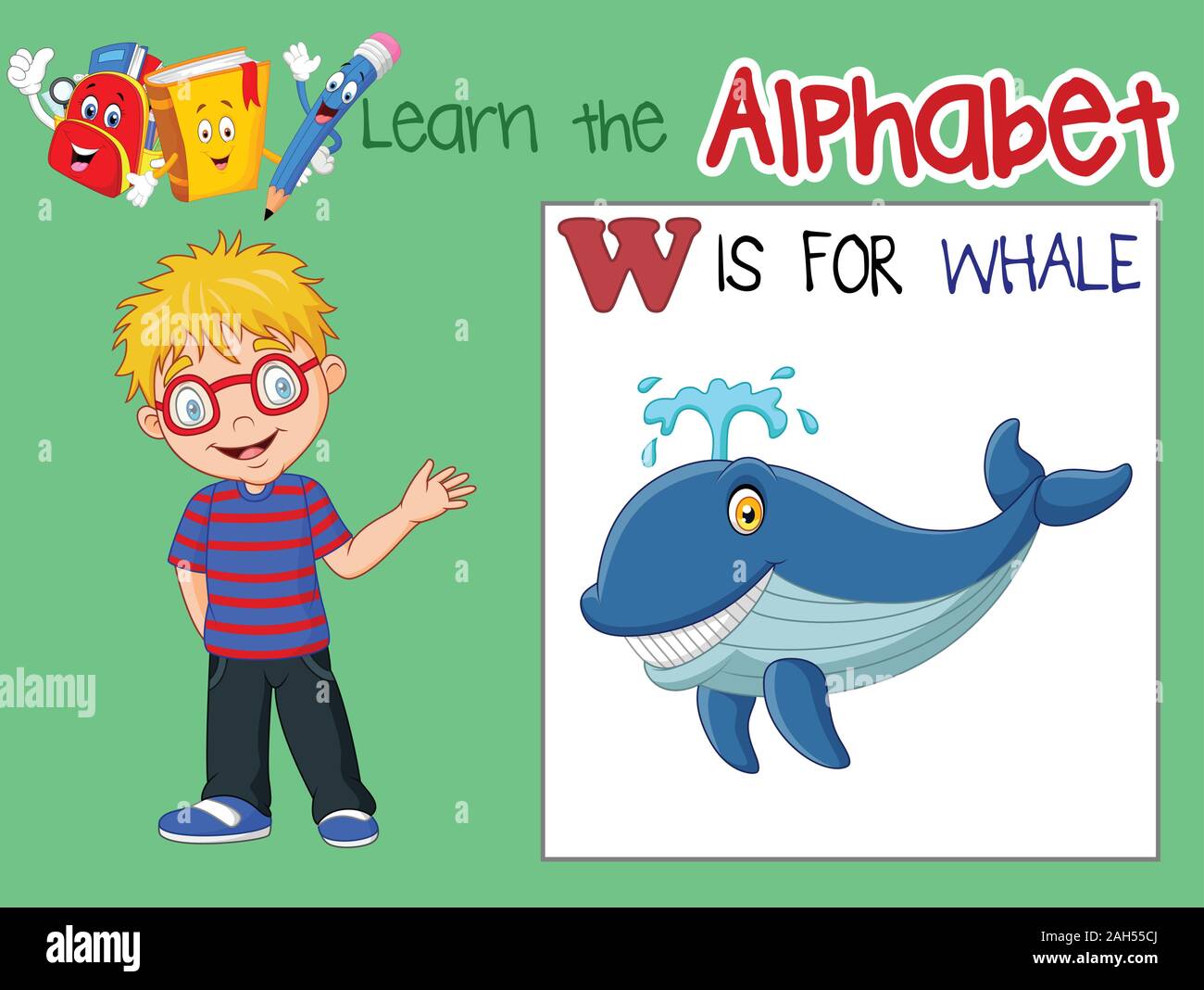 Illustration of letter W is for Whale Stock Vector Image & Art - Alamy