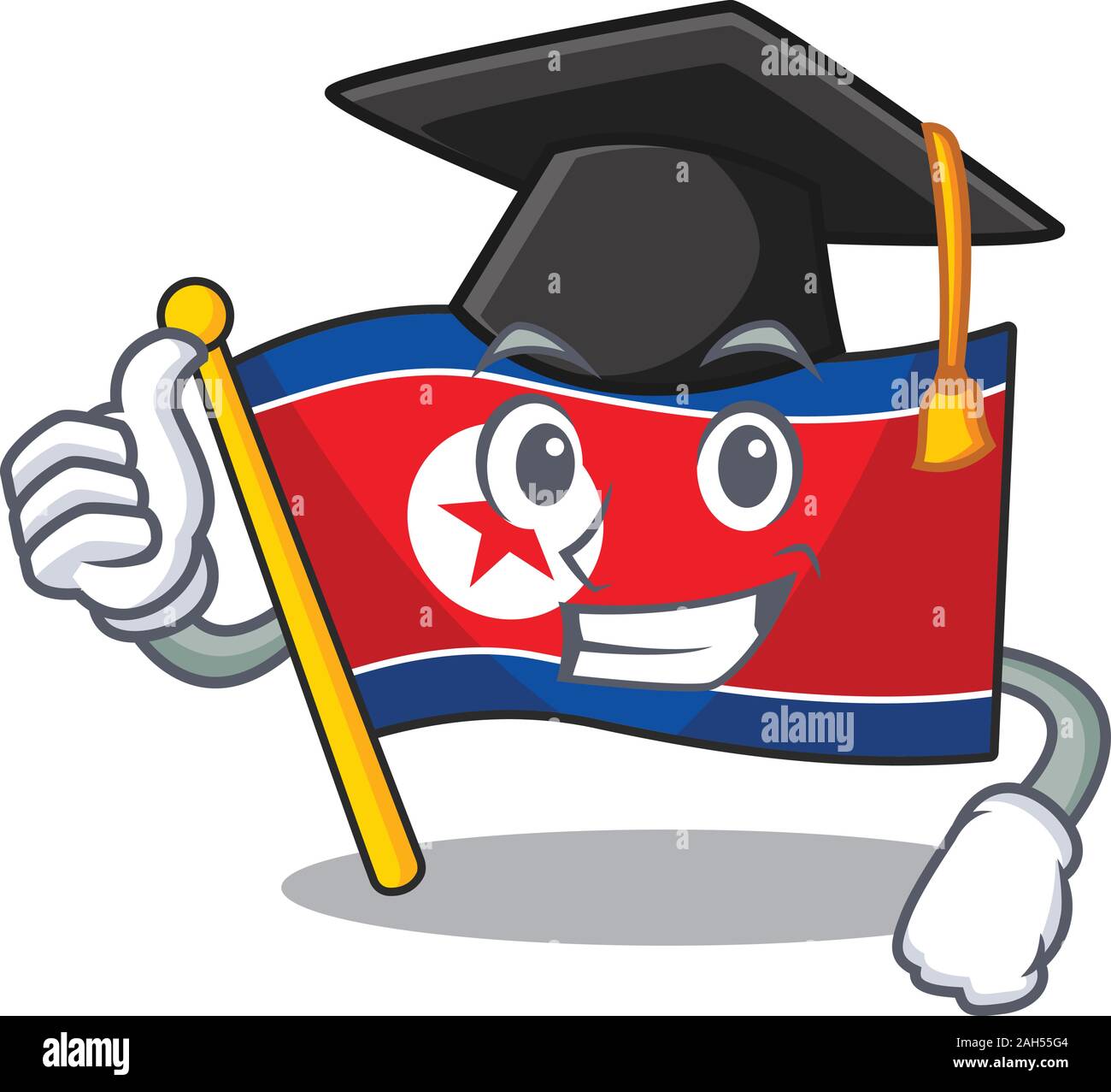 happy flag north korea Scroll wearing a black Graduation hat Stock ...