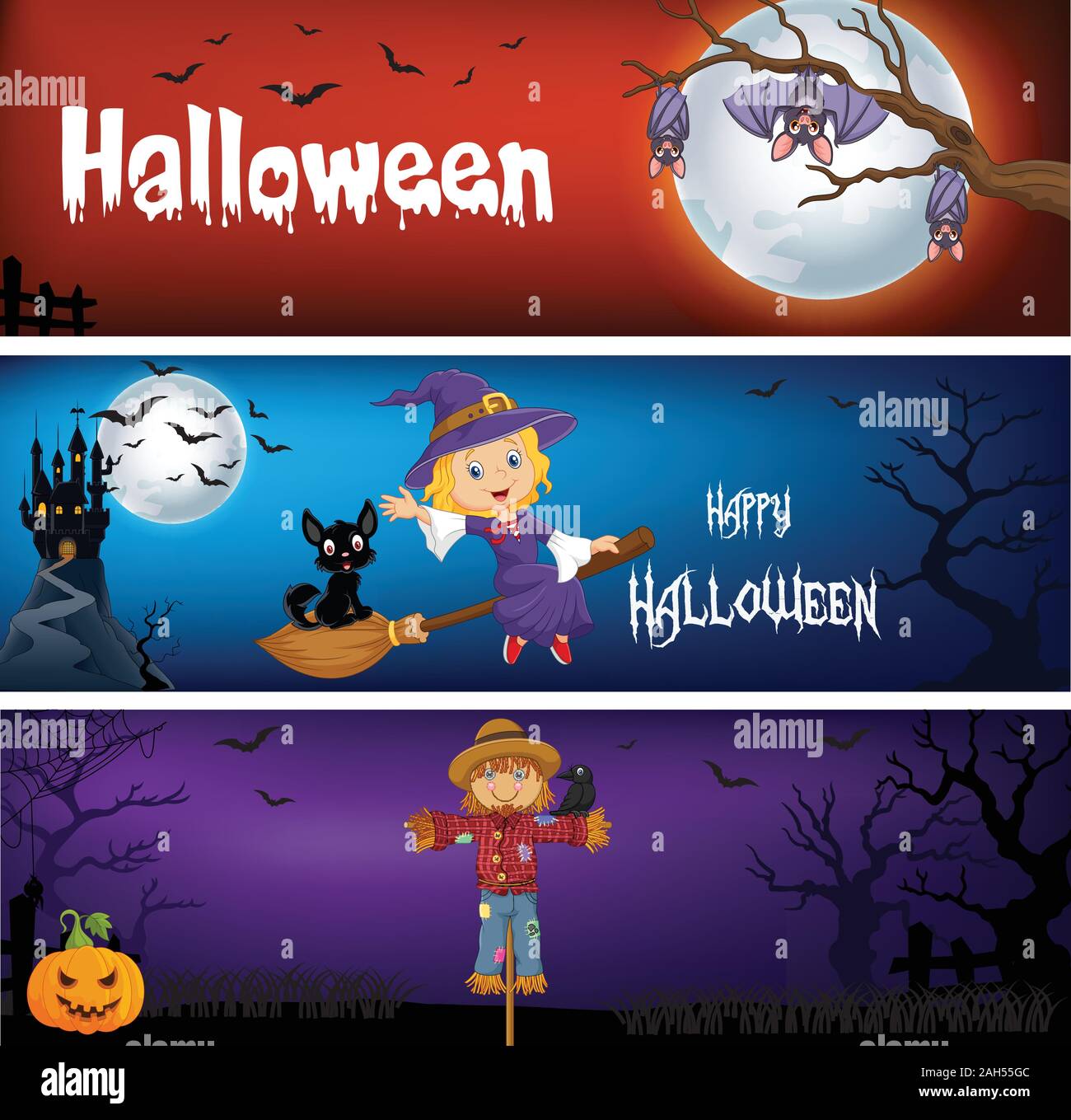 Three Halloween Banners Stock Vector Image & Art - Alamy