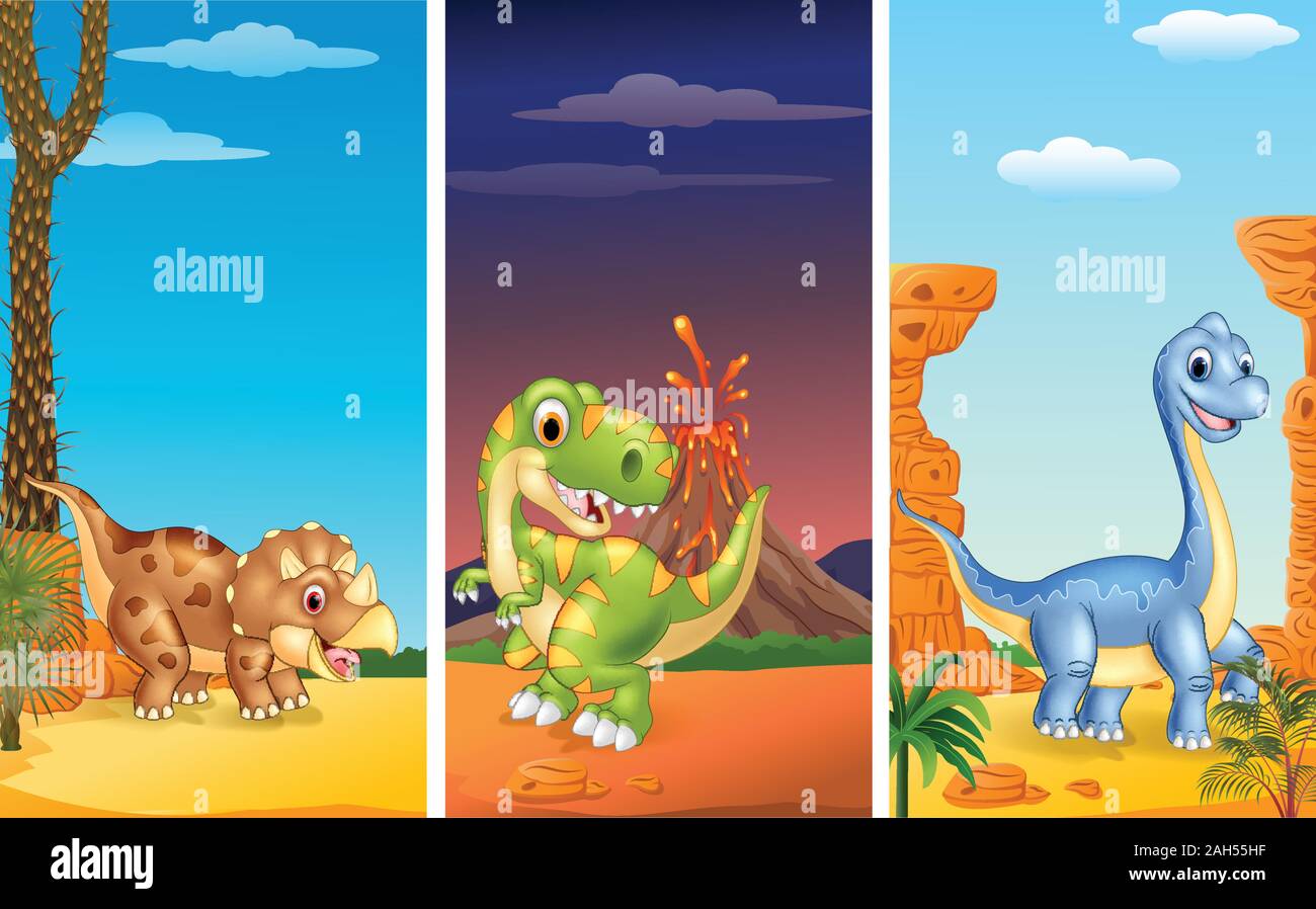 Cartoon triceratops three dinosaur illustration hi-res stock ...