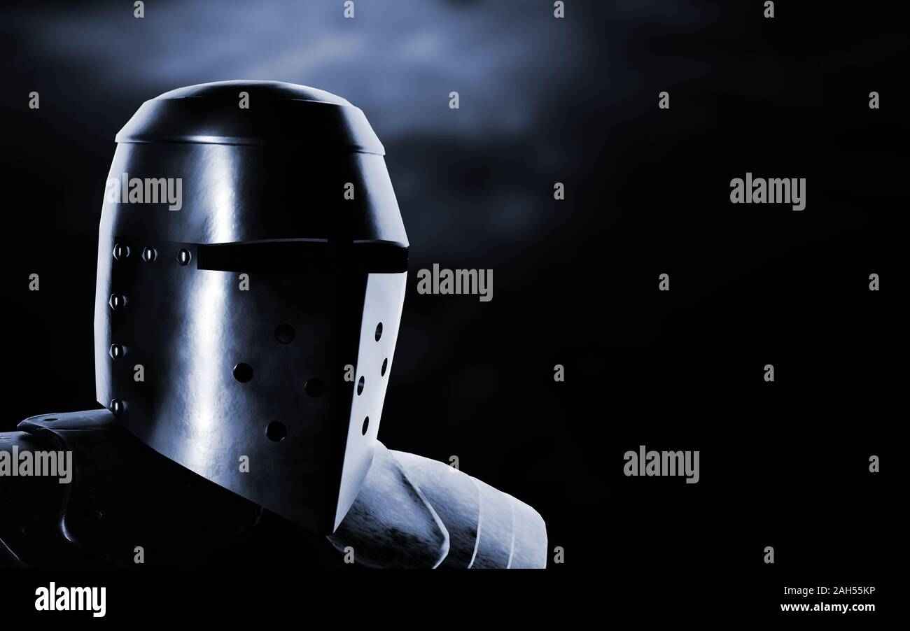 Medieval knight on dark background. 3d render Stock Photo - Alamy