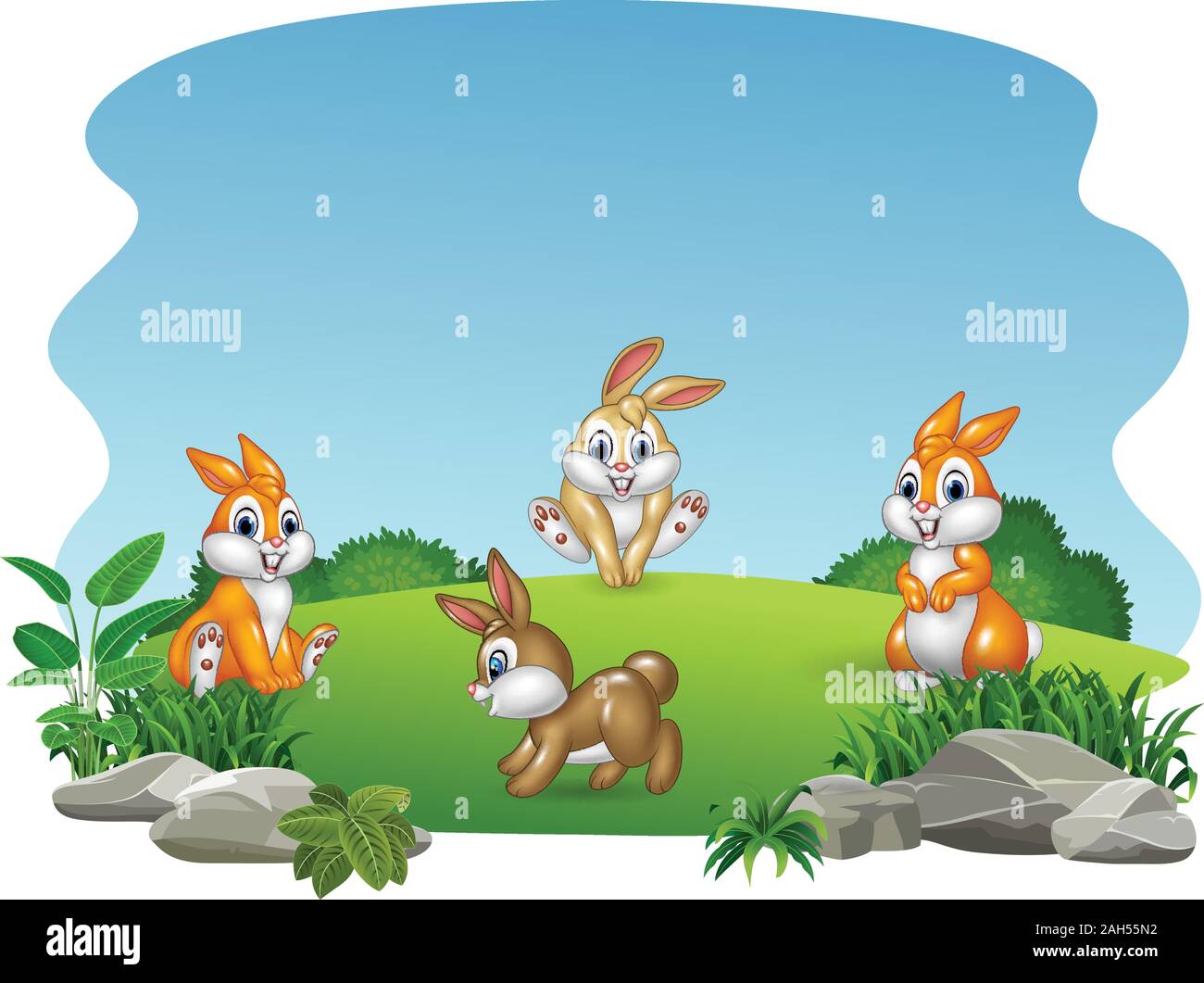 Group of wild rabbits hi-res stock photography and images - Alamy