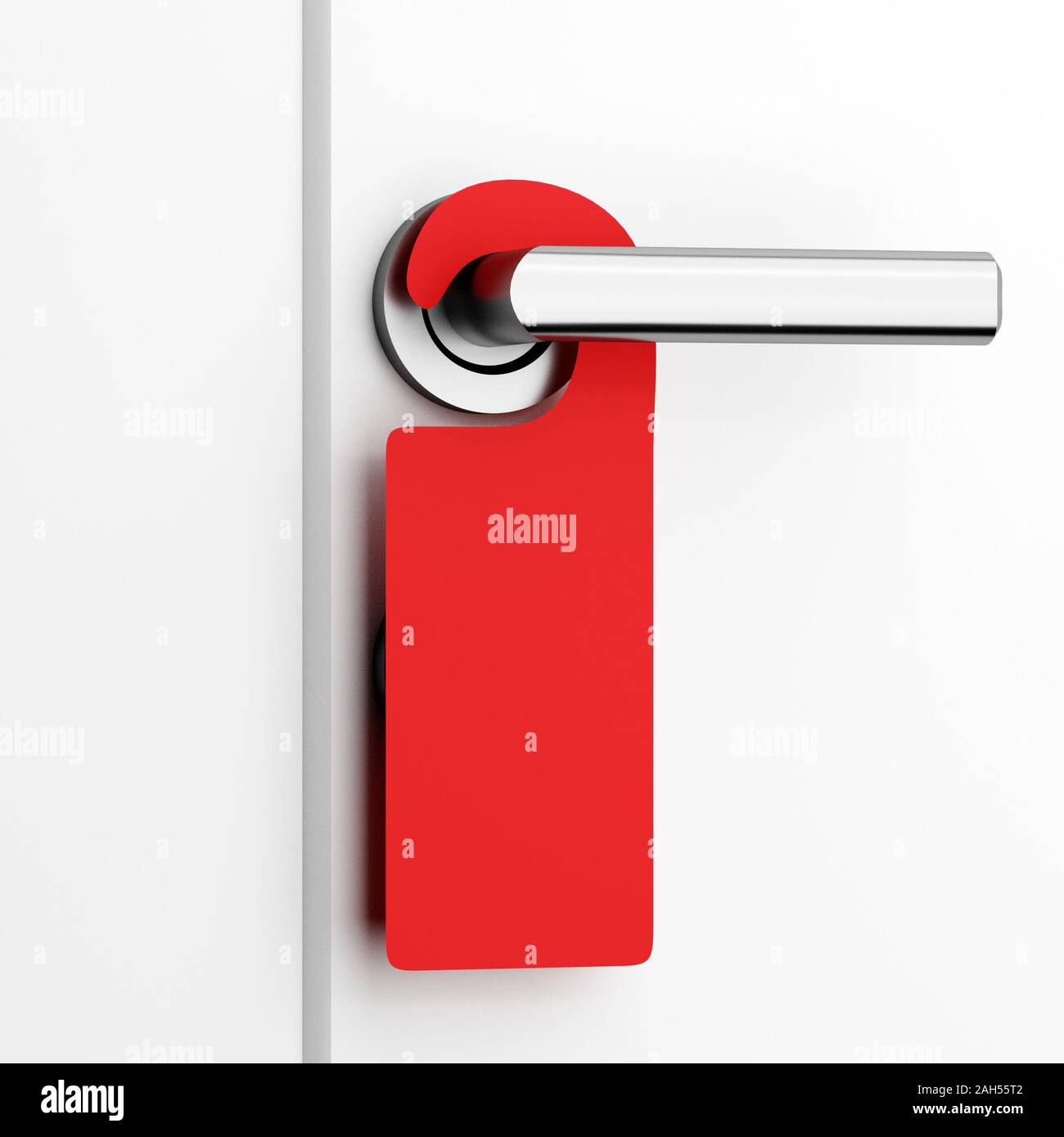 Red blank do not disturb tag on door. 3d render Stock Photo - Alamy