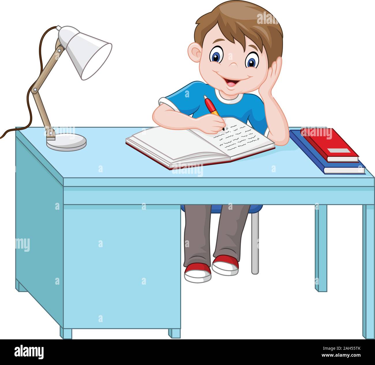 Cartoon little boy studying Stock Vector Image & Art - Alamy