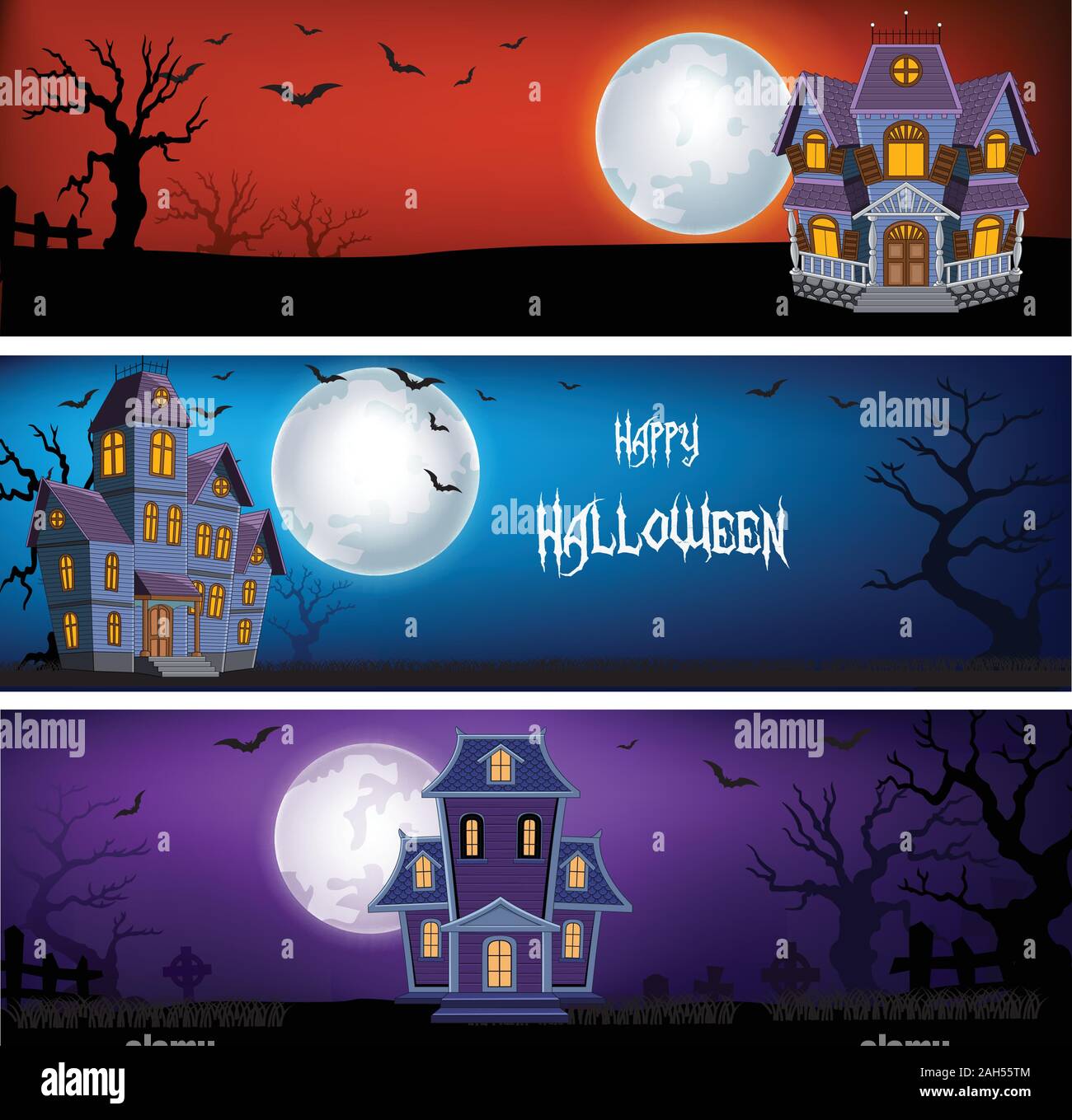 Three set of Halloween Banners Stock Vector Image & Art - Alamy