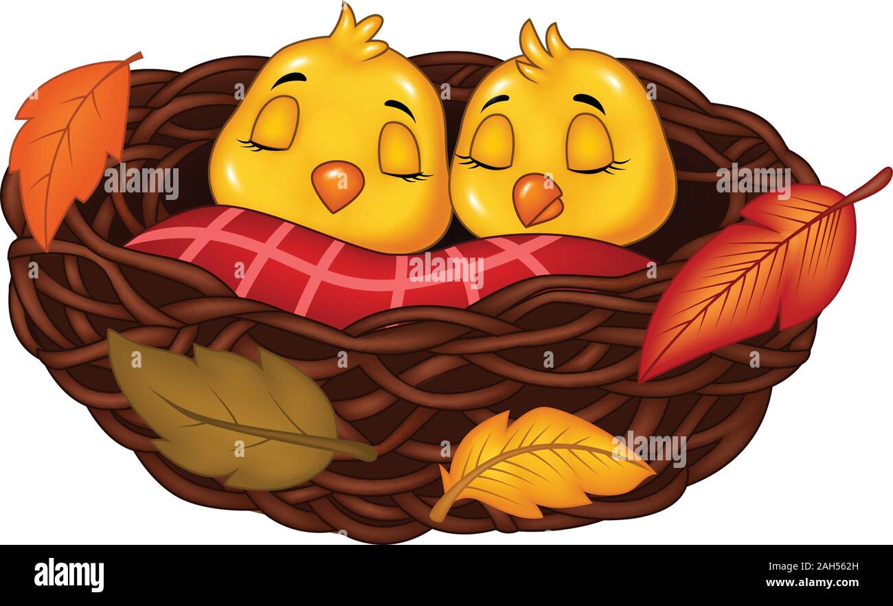 Cartoon baby bird sleeping in the nest Stock Vector Image & Art - Alamy