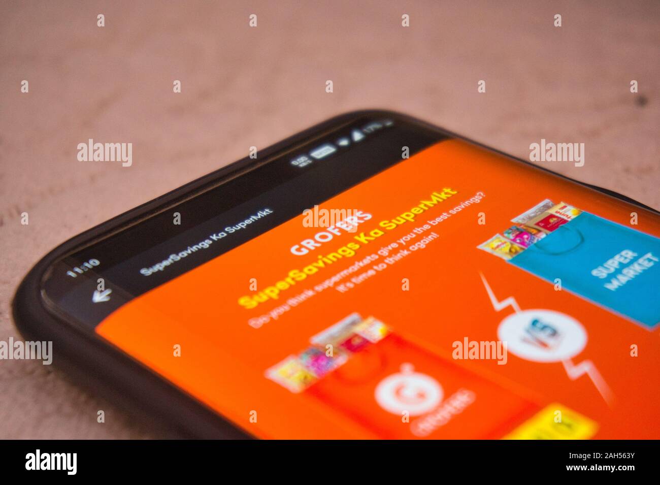 Gurgaon India, Circa 2019 - Photograph of the Interface of Grofers ...
