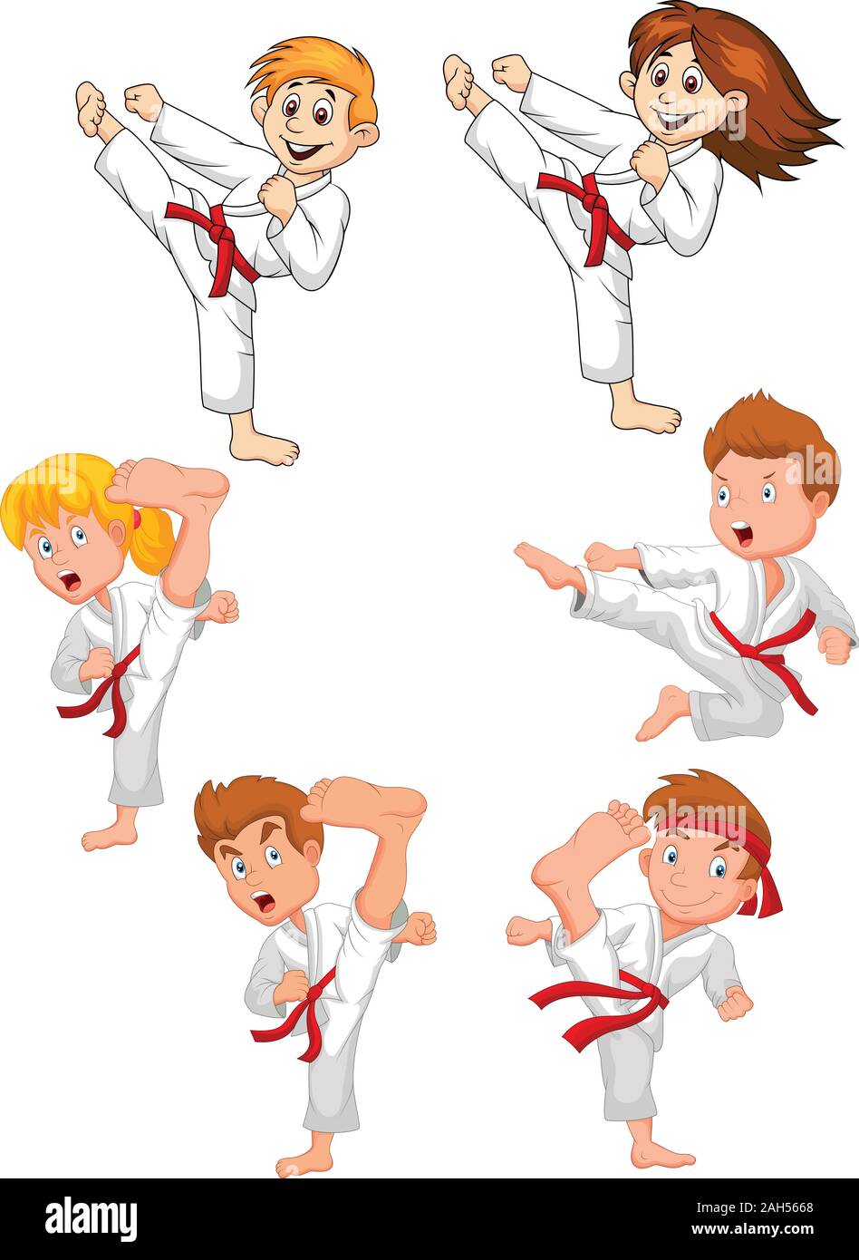 Cartoon little kid training karate collection Stock Vector Image & Art ...