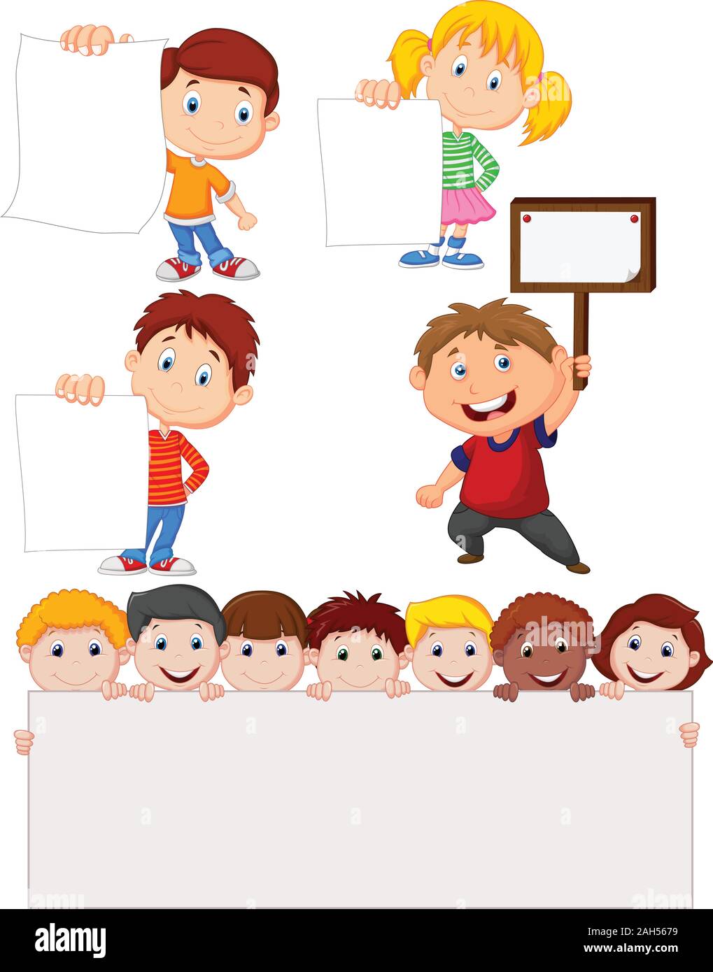 Cartoon children holding blank sign Stock Vector Image & Art - Alamy