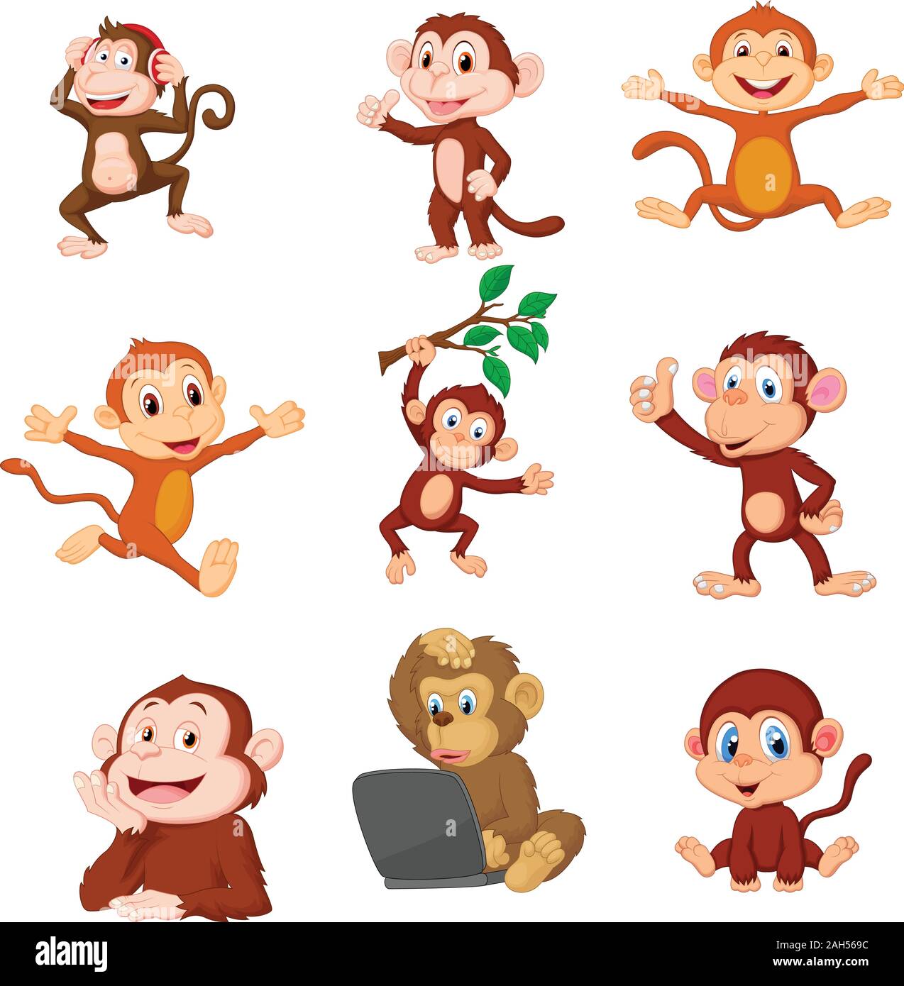Cartoon illustration laughing happy monkey hi-res stock photography and ...