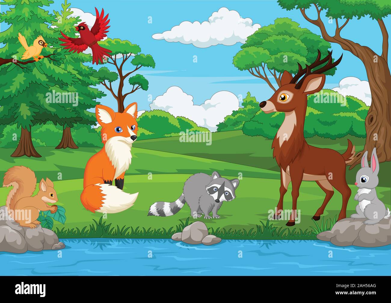 Cartoon wild animal in the jungle Stock Vector Image & Art - Alamy