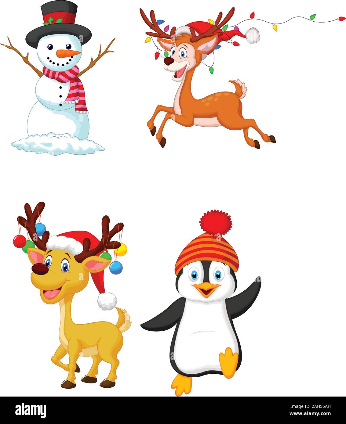 Cartoon Santa Claus with many animals collection set Stock Vector Image ...