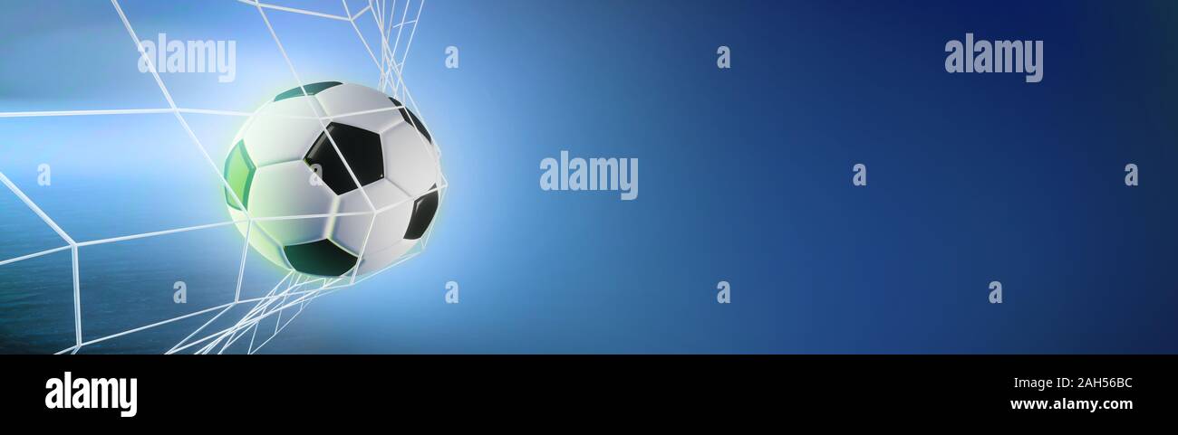 soccer ball in the net. 3d render Stock Photo - Alamy