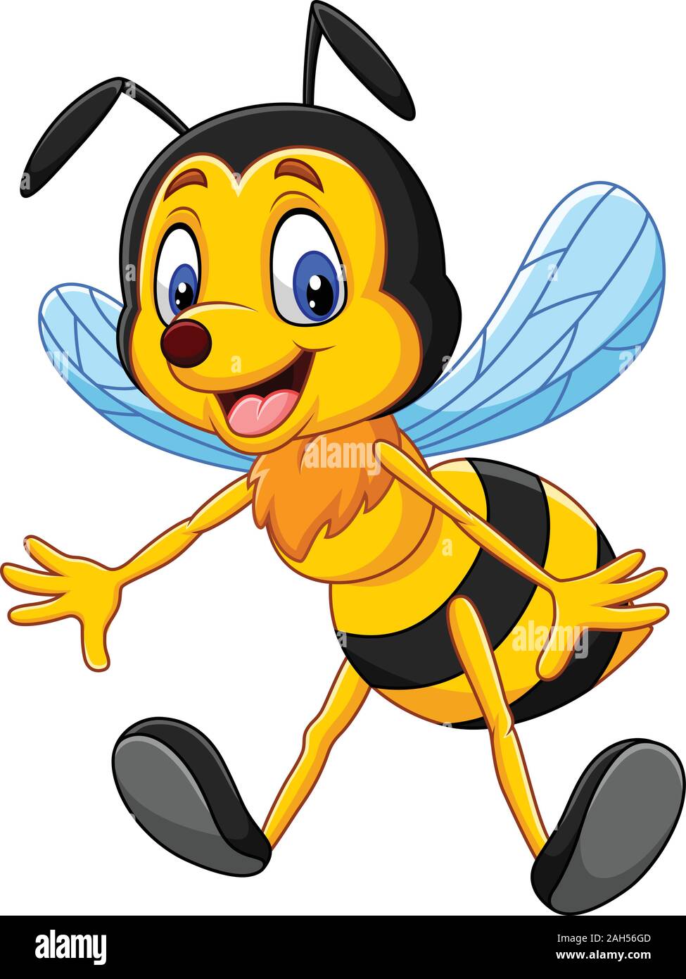 Cartoon happy bee isolated on white background Stock Vector Image & Art ...