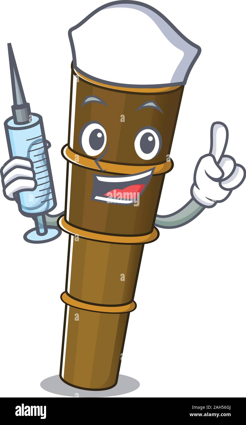 Hospitable Cute Nurse telescope Scroll cartoon style holding syringe ...