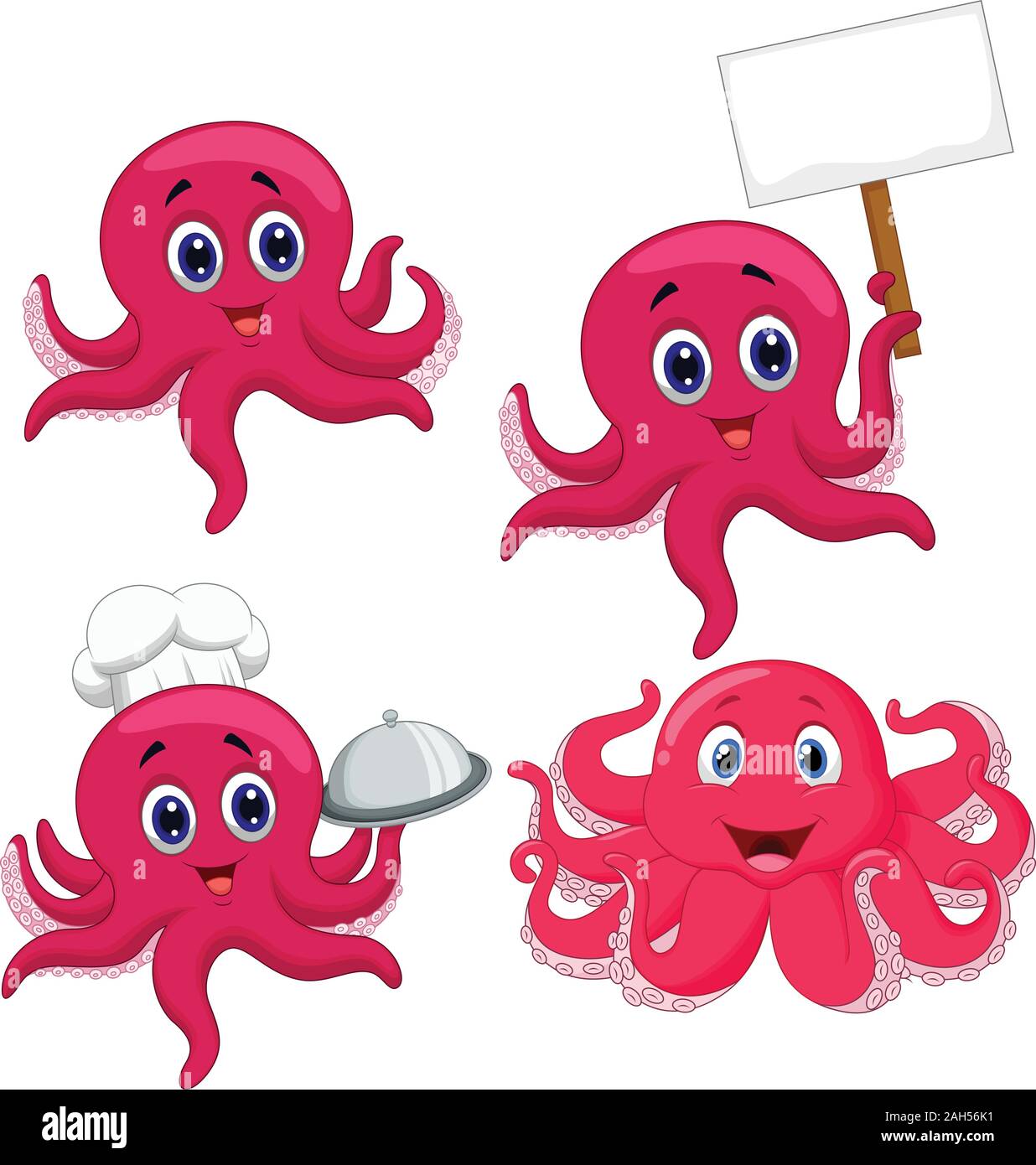 Cartoon funny octopus collection set Stock Vector Image & Art - Alamy