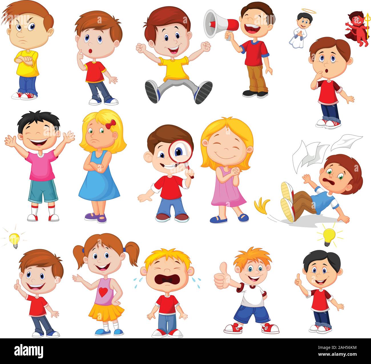Cartoon kids with different expression Stock Vector Image & Art - Alamy