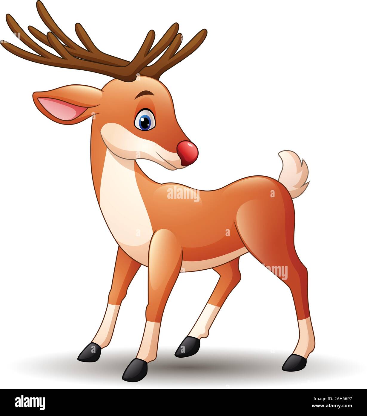 Cartoon red nose deer Stock Vector Image & Art - Alamy