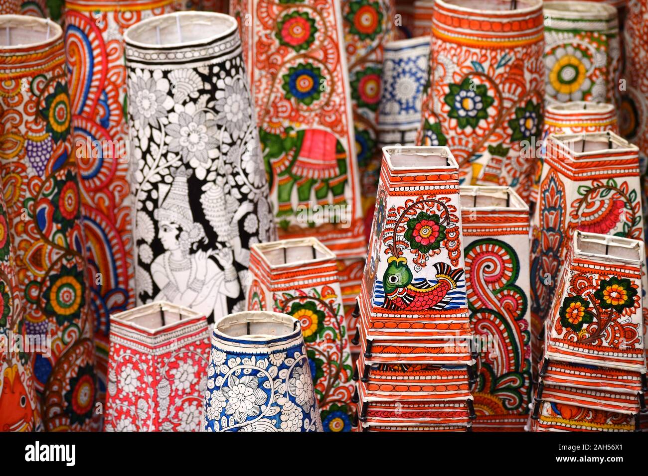 Hand painted lamp shades Stock Photo - Alamy