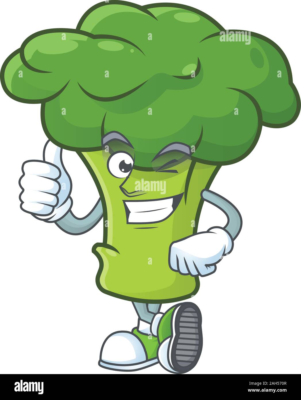 cartoon character of green broccoli making Thumbs up gesture Stock ...