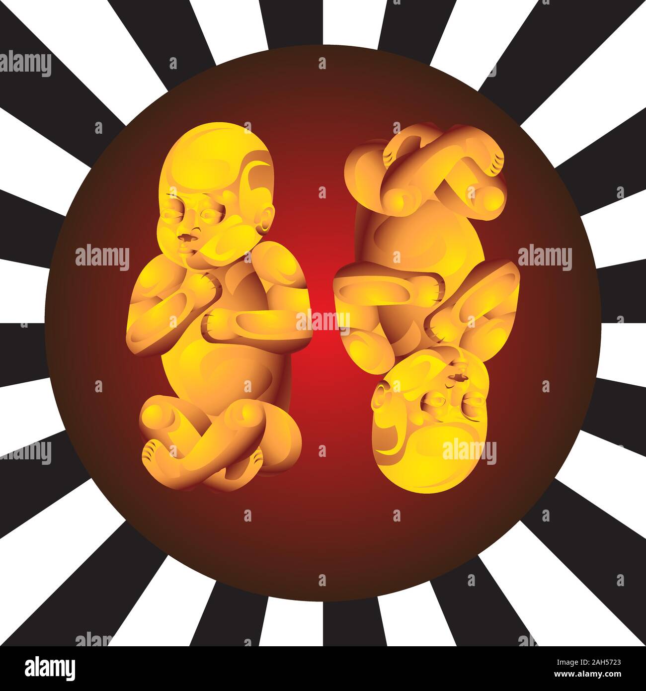 Zodiac sign Gemini gold on isolated background. Vector image Stock ...