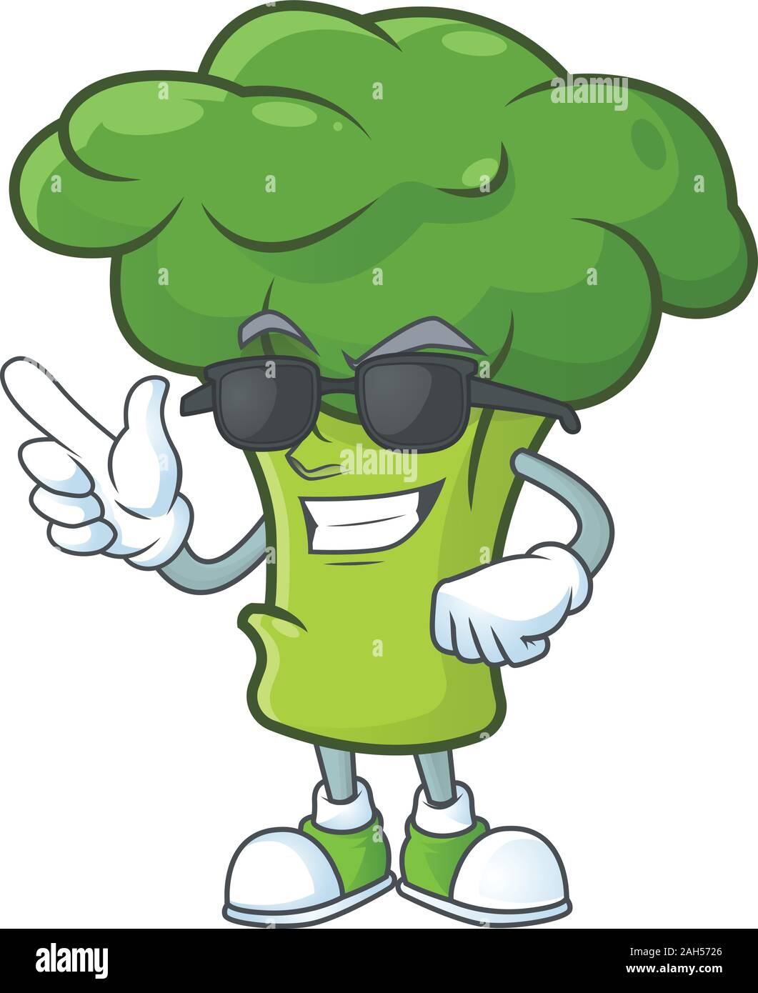 Cool and cool green broccoli character wearing black glasses Stock ...