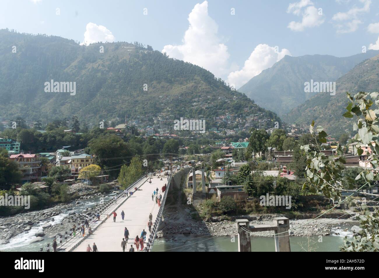 Landscape scenery of Kullu capital City, the famous Indian resort town ...