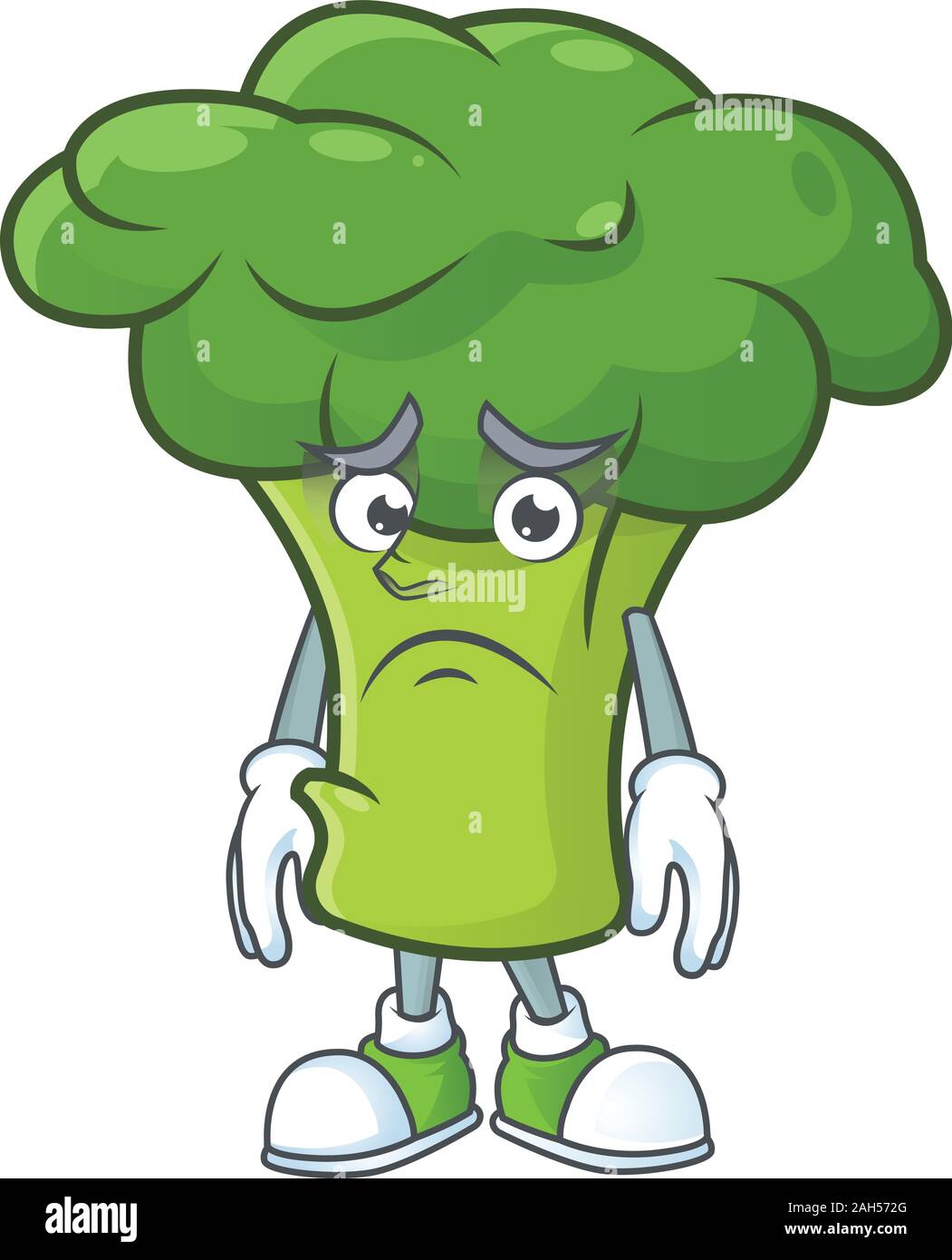 Afraid green broccoli Cartoon character mascot design Stock Vector ...