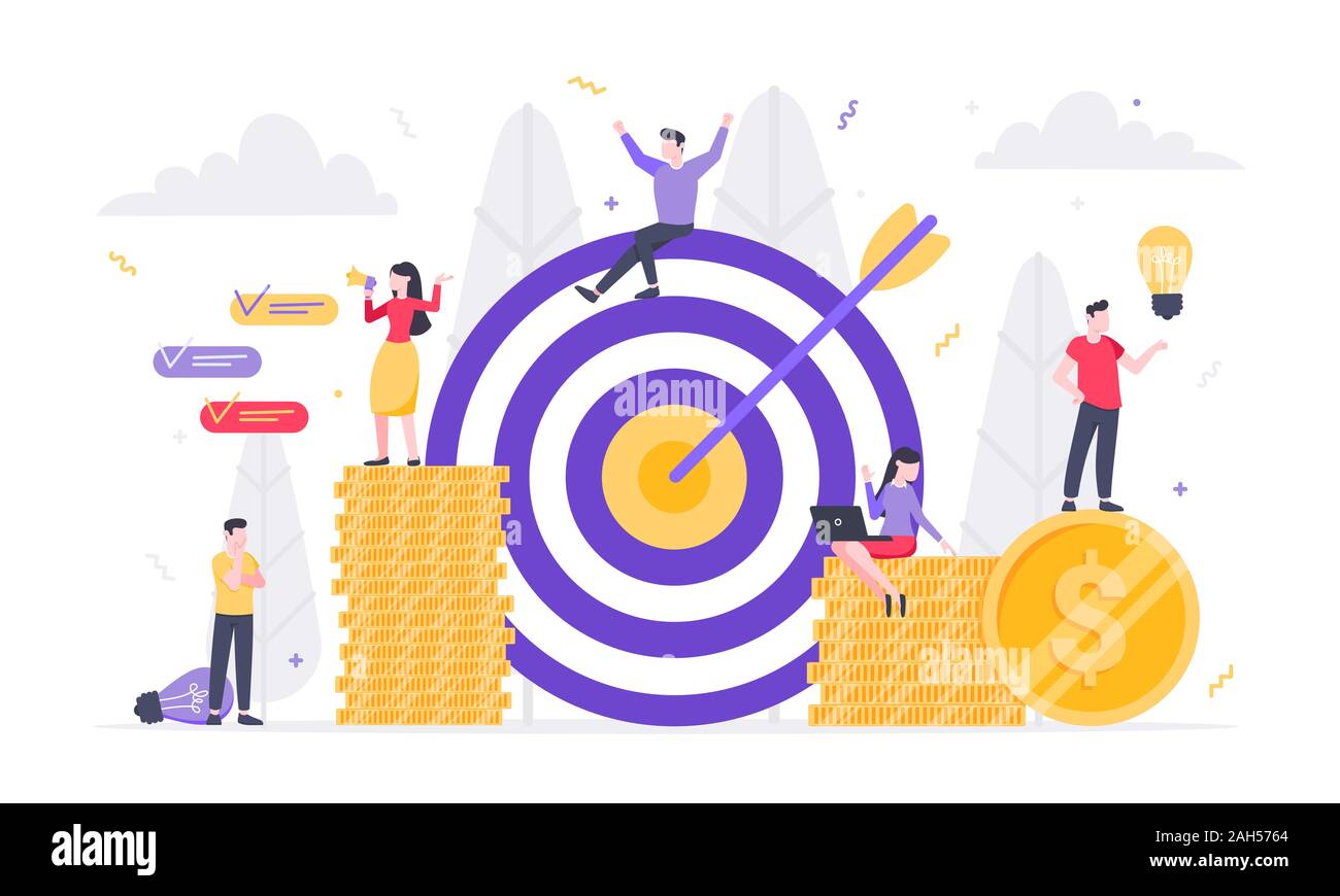 Tiny people characters working together with target, character people ...