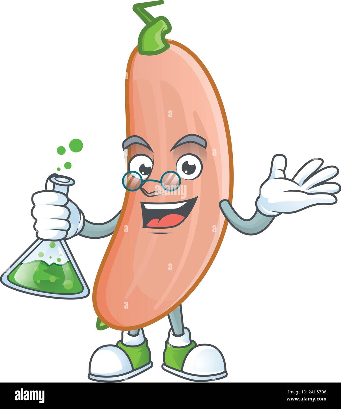 Smart banana squash cartoon character holding glass tube Stock Vector ...