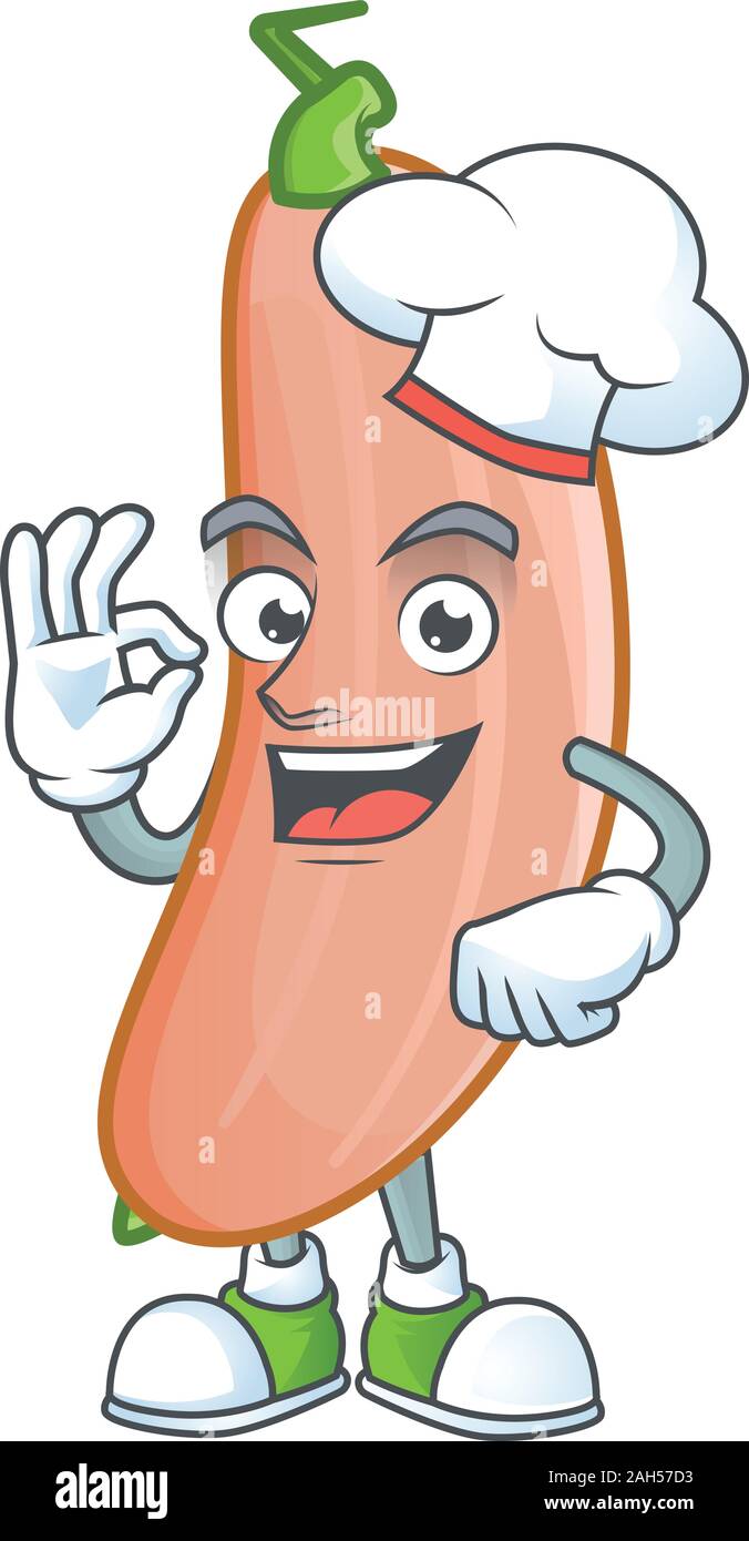 Smiley Face chef banana squash character with white hat Stock Vector ...