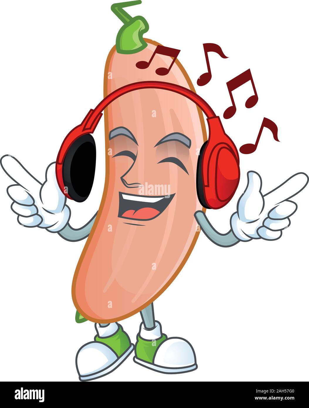 Singing and Listening music banana squash cartoon character Stock ...