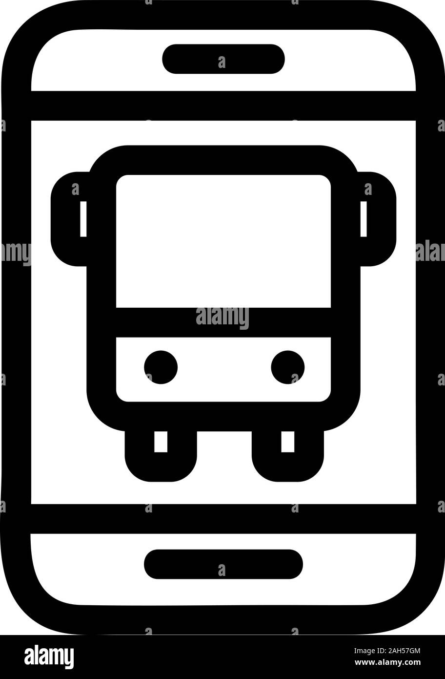 The transport app in the phone icon vector. Isolated contour symbol ...