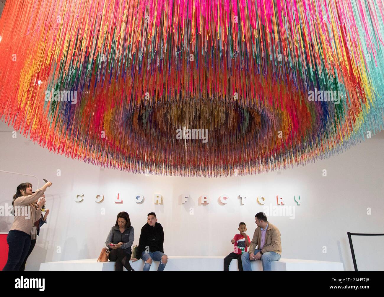 Beijing, USA. 23rd Dec, 2019. People gather at the Color Factory lobby ...