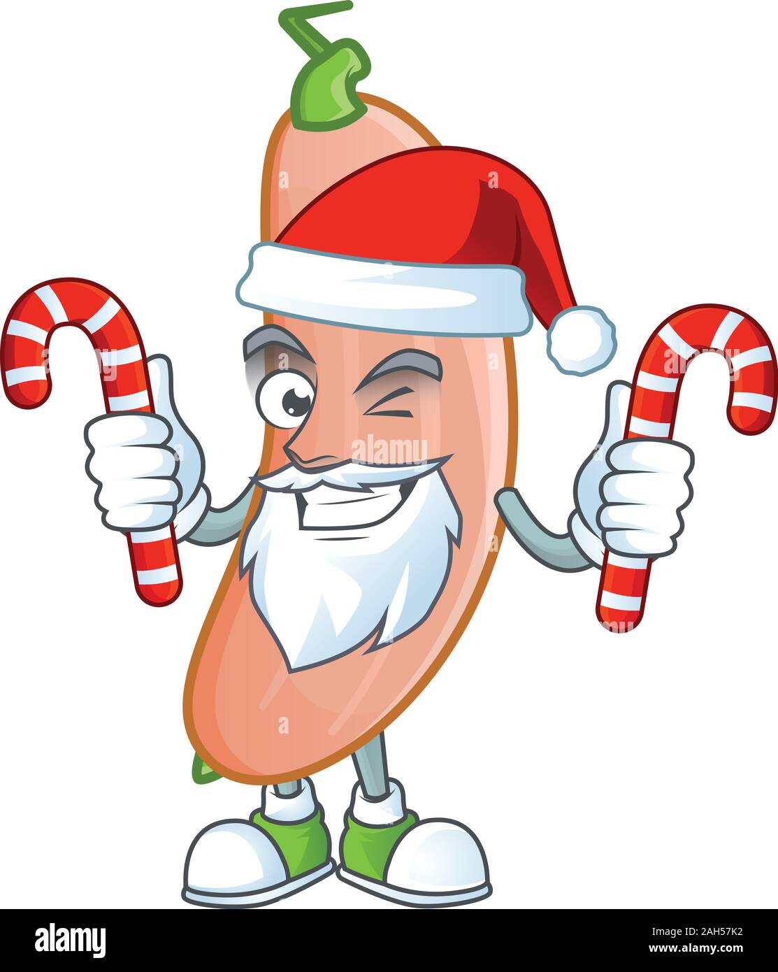 Banana squash Cartoon character in Santa Claus with candy Stock Vector ...
