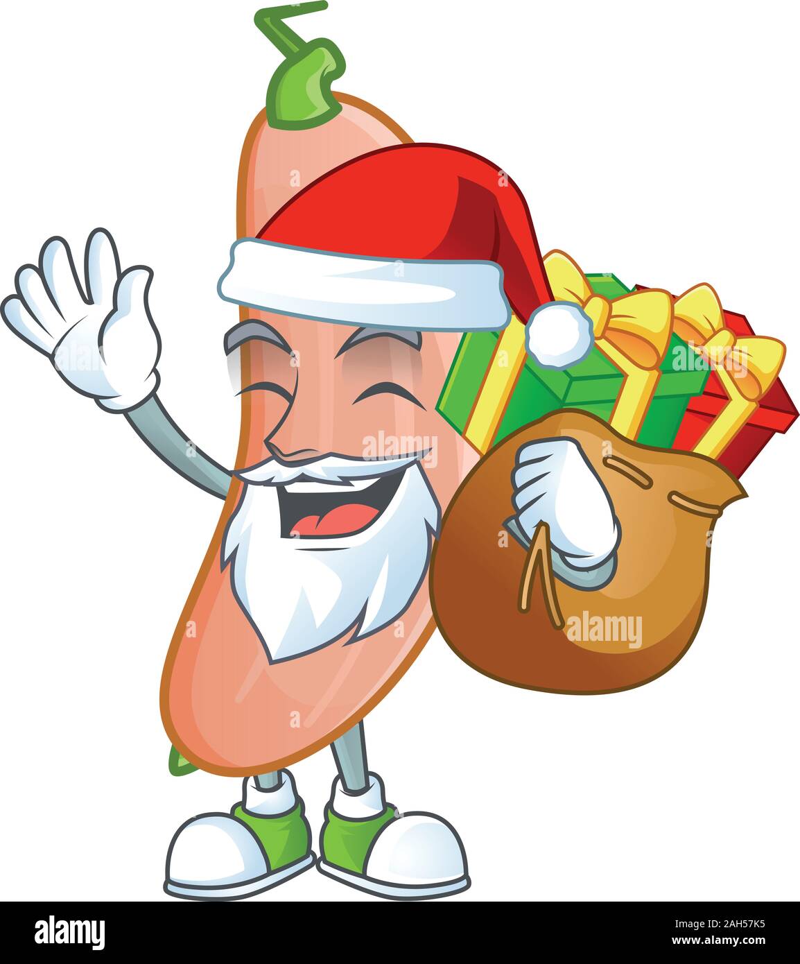 Santa Claus with gift bag banana squash Cartoon design Stock Vector ...