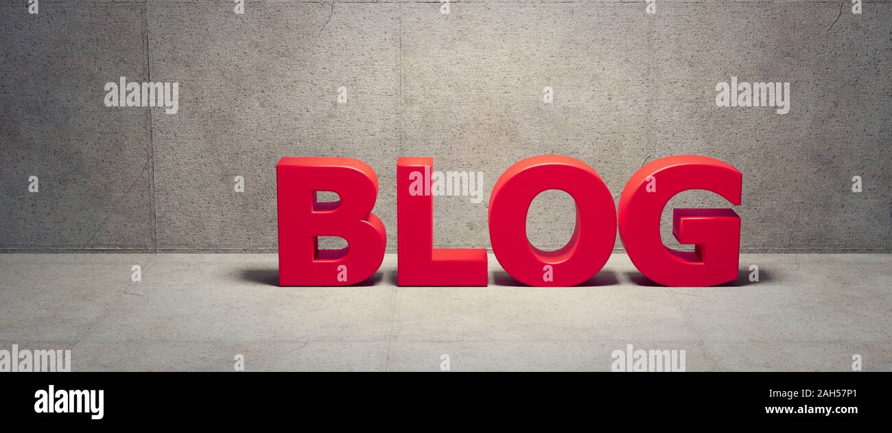 Blog text 3d render Stock Photo - Alamy