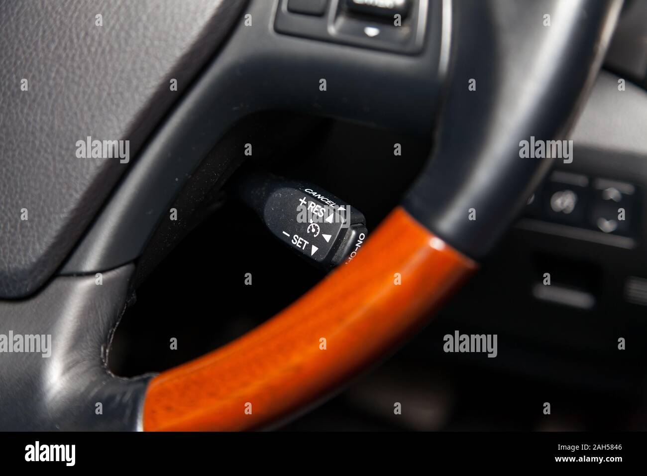 Novosibirsk, Russia - 12.19.2019: View to the black interior of Lexus ...