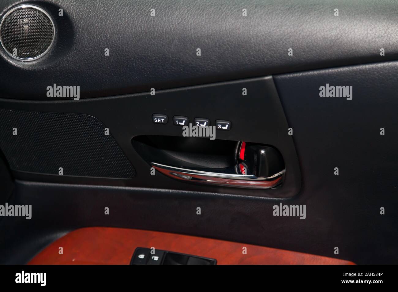 Novosibirsk, Russia - 12.19.2019: View to the black interior of Lexus ...