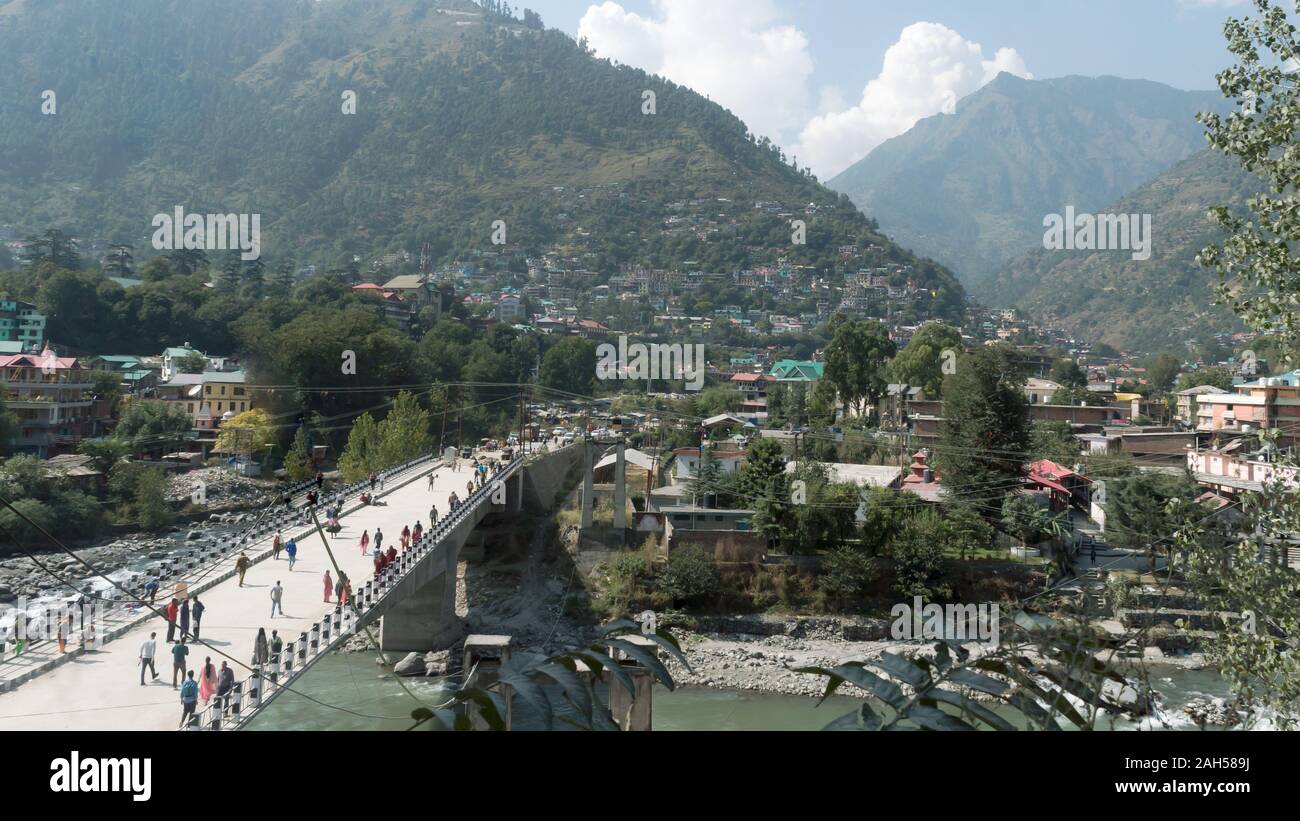 Landscape scenery of Kullu capital City, the famous Indian resort town ...