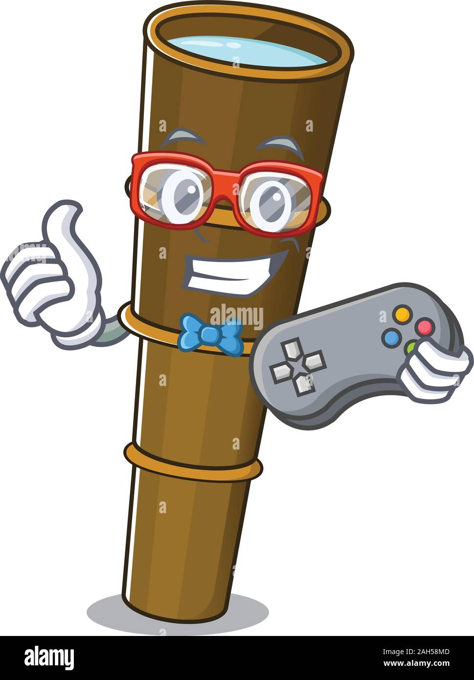 Funny geek gamer telescope Scroll cartoon character style Stock Vector ...