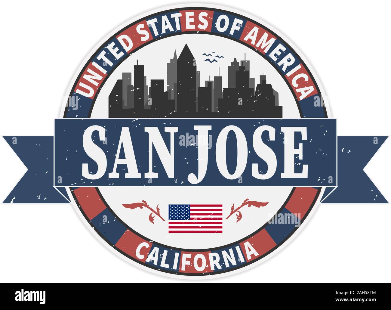 Grunge rubber stamp with name of California, San Jose, vector ...