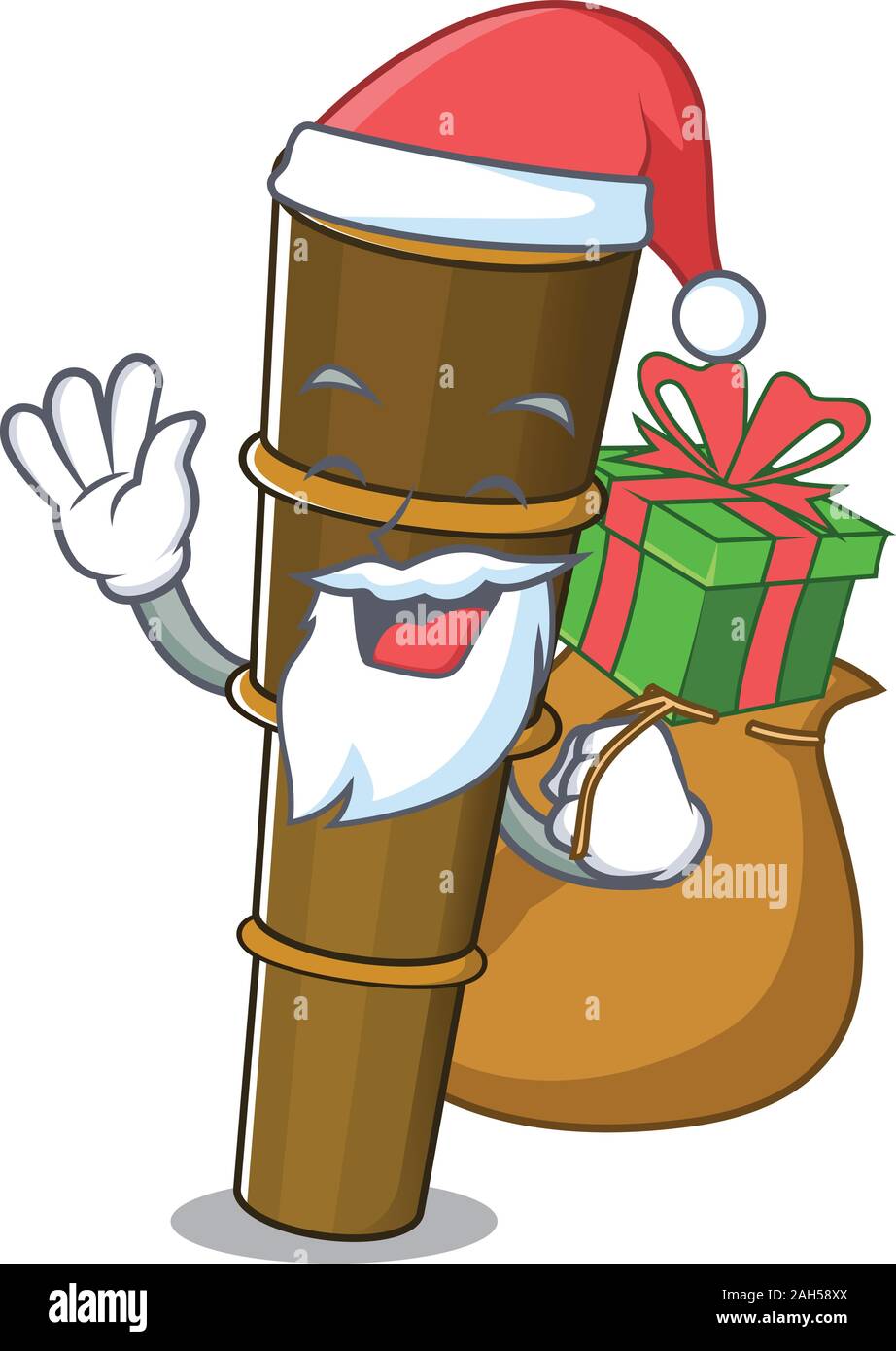 Santa telescope Scroll Cartoon character design with box of gift Stock ...
