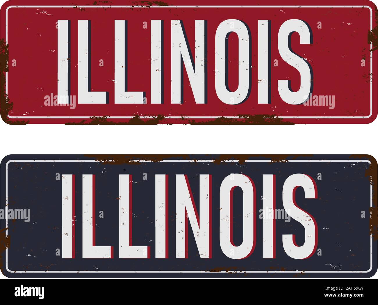 Illinois vintage rusty metal sign on a white background, vector ...